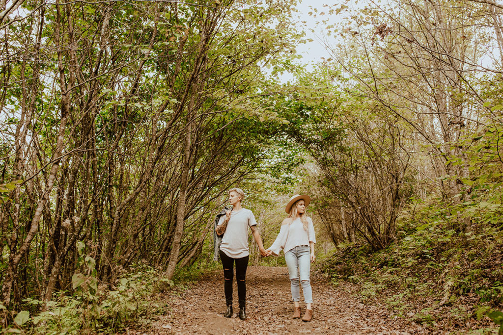 Adventure engagement photos in the mountains
