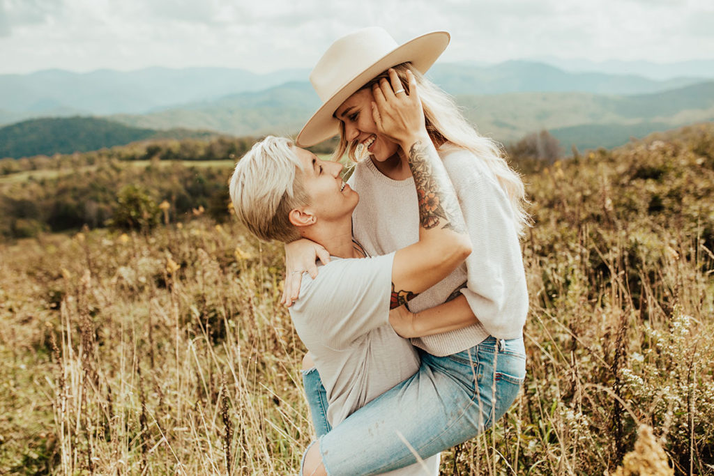 Adventure engagement photos in the mountains
