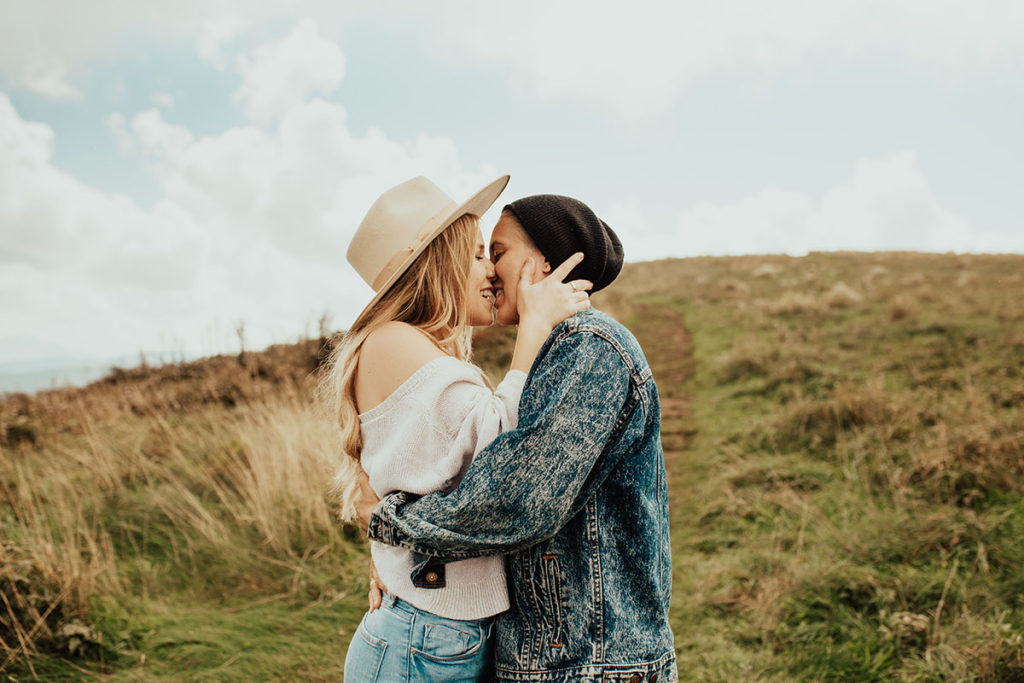 Adventure engagement photos in the mountains