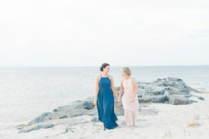Beach engagement photos at Bayshore Waterfront Park