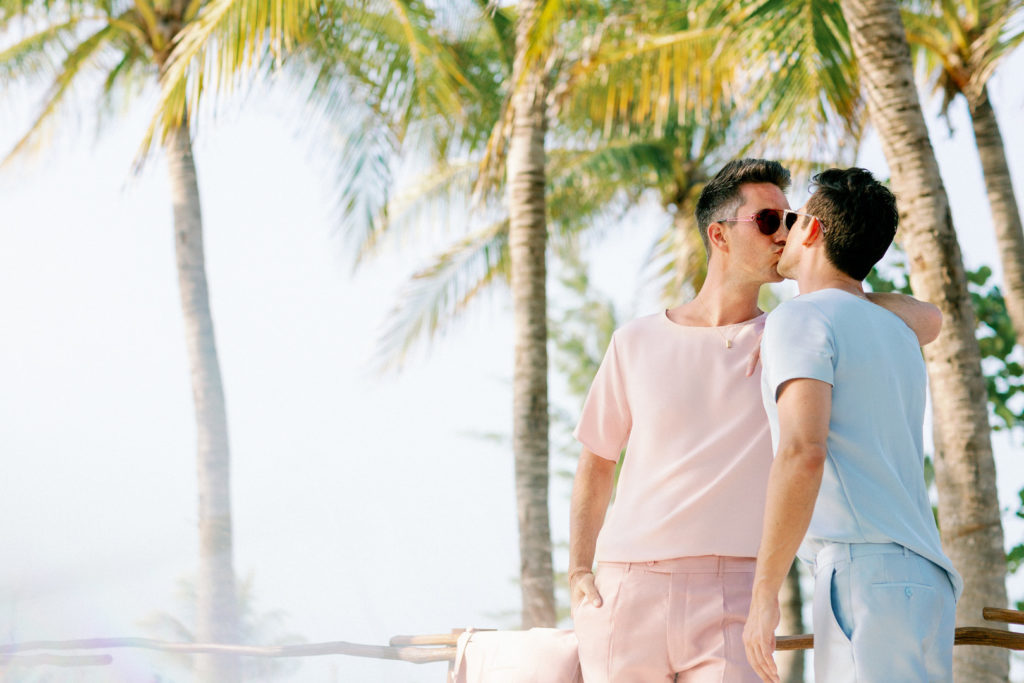 Chic bohemian beach Lucha Libre themed wedding