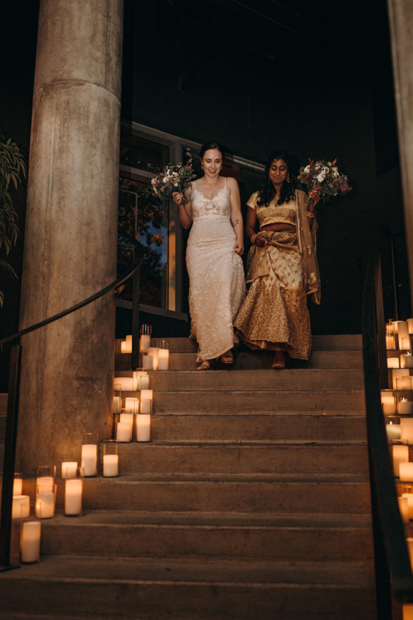 Romantic, industrial fall wedding with Indian cultural touches