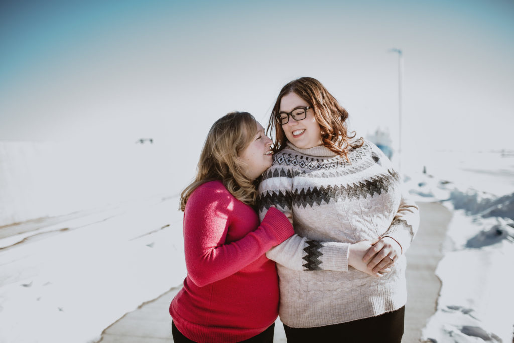 Cozy in-cabin engagement photos in Manitoba, Canada