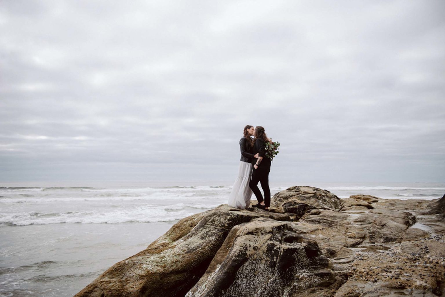 Mystical elopement with caves, beach and waterfalls at Oregon's Hug Point