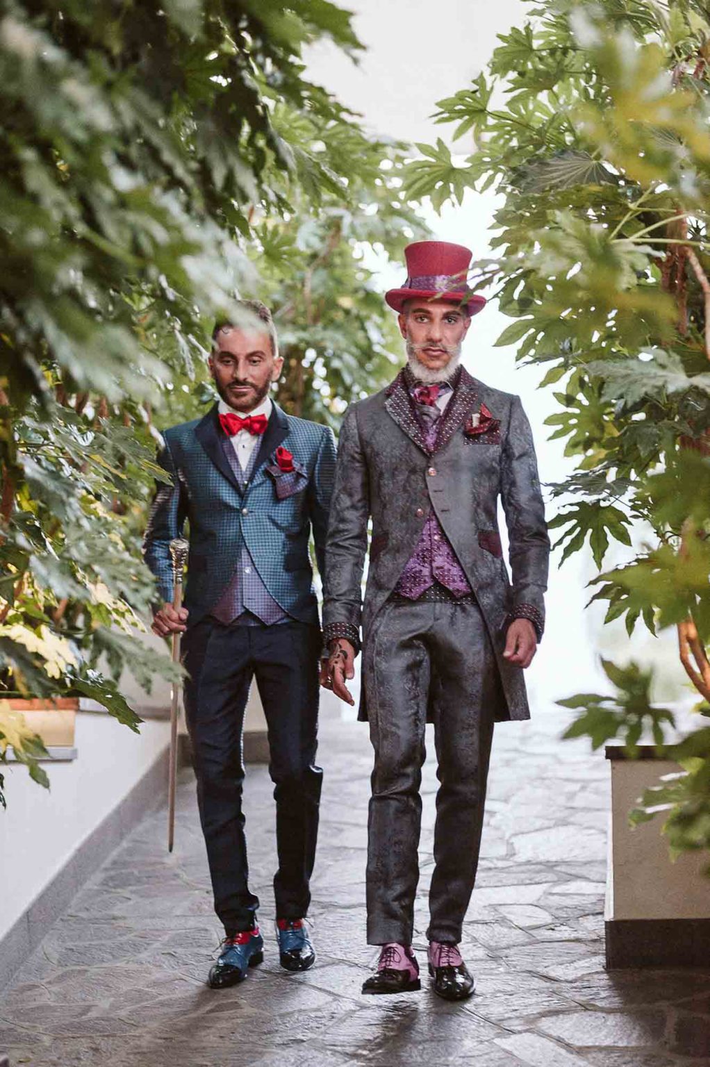 Vibrant and colorful Italian wedding surrounded by rolling hills