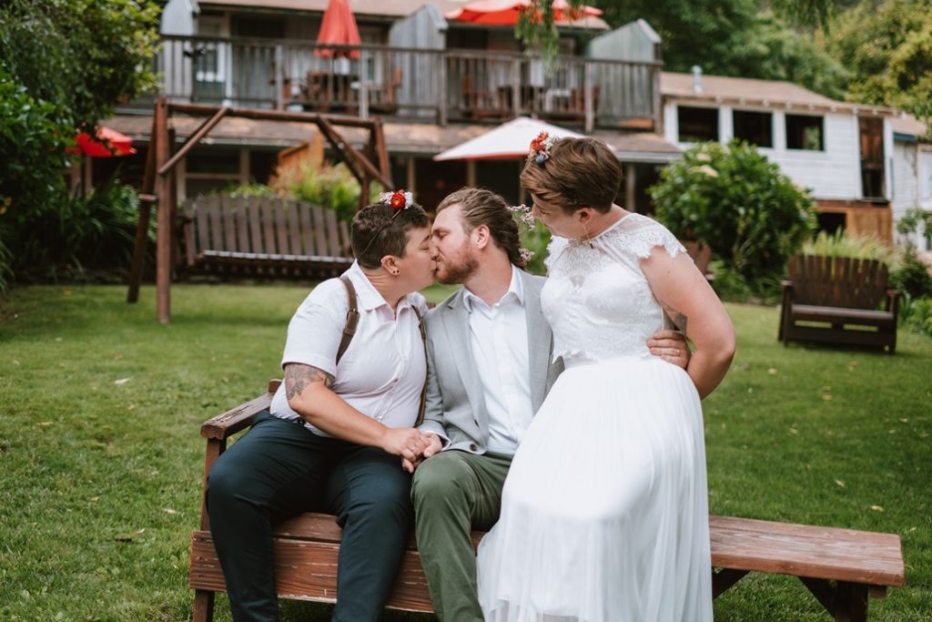 Emily, Willie and Sarah's DIY throuple wedding at the Inn on the ...