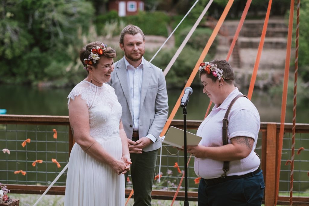 Emily, Willie and Sarah's DIY throuple wedding at the Inn on the ...