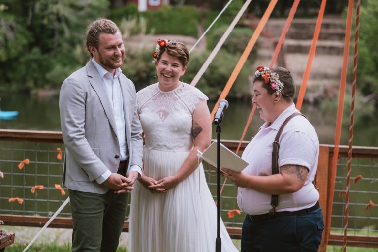 Emily, Willie and Sarah's DIY throuple wedding at the Inn on the ...