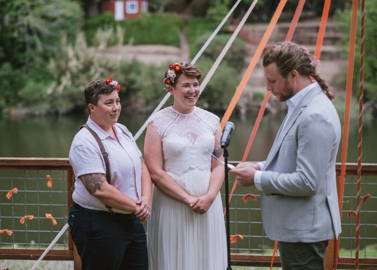 Emily, Willie and Sarah's DIY throuple wedding at the Inn on the ...